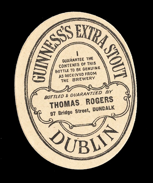VINTAGE ROGERS DUNDALK Louth Irish Guinness Beer Bottle Label Bar Pub £ ...