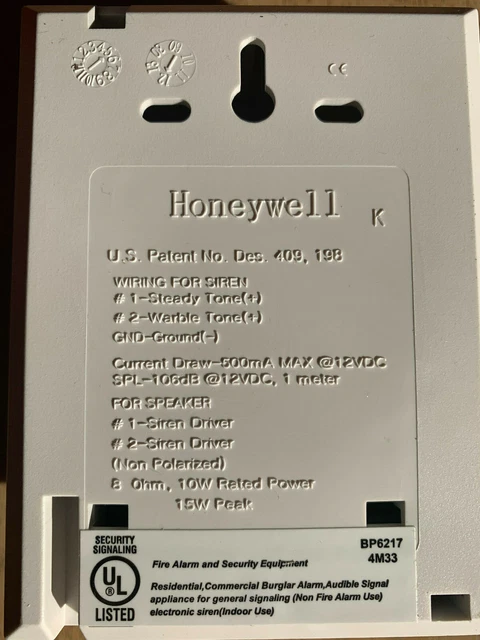 ADEMCO HONEYWELL WAVE 2EX INDOOR PIEZO SIREN - SIRENE Neuve EUR 12,00 ...