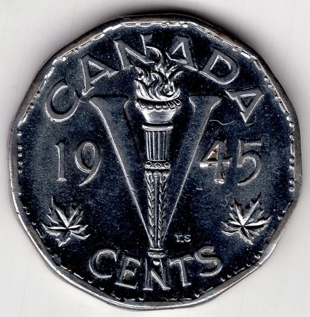 1945 CANADA FIVE 5 Cent Commemorative V War Nickel George Vi Coin . $6. ...