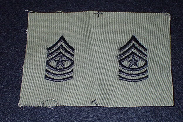 VIETNAM WAR US Army Sergeant Major Rank Insignia Embroidered Pair Un ...