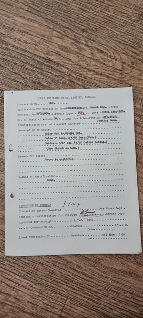 RAF AVRO VULCAN Defect Parts Forms X 9 . Original. £4.99 - PicClick UK