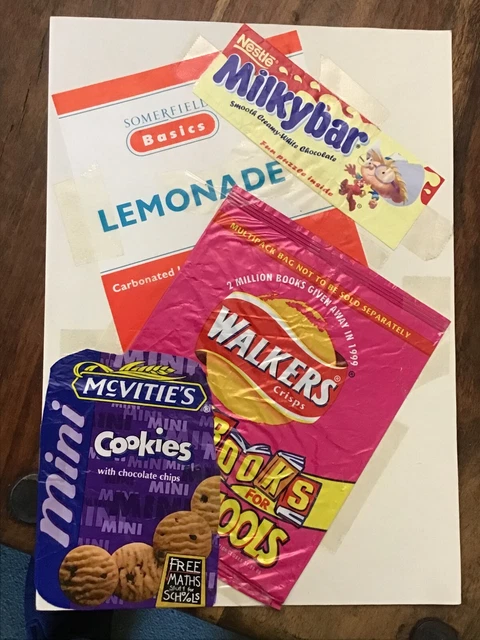 WALKERS PRAWN COCKTAIL Empty Crisp packet 1999 + Milky Bar Somerfield ...