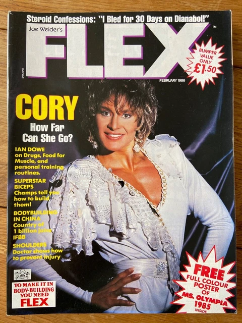 FLEX BODYBUILDING MAGAZINE February 1986 Cover Cory Everson Ms Olympia ...
