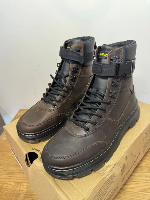 DR MARTENS COMBS Tech Crazy Horse Leather Boots Dark Brown UK Size 7 In ...