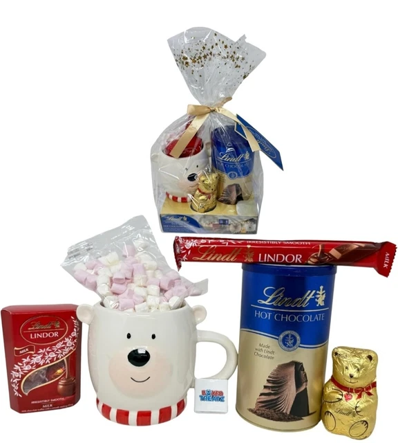 LINDT / LINDOR SET Hot Choc & Bar & Balls & CHOC Bear & Mug - GIFT SET ...