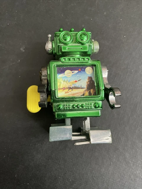 1970S HONG KONG Vintage Lithographed Wind Up Walker Robot Toy Sci Fi ...