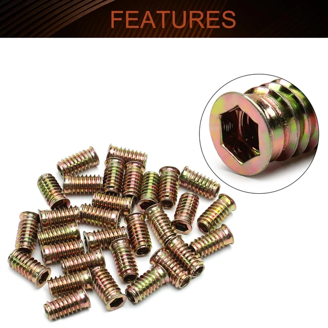 HEX THREADED INSERTS M8 Internal Threads Hex Drive with Flanged 25Mm ...