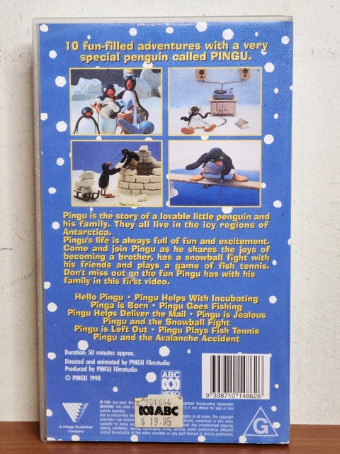 PINGU VHS HELLO Pingu Video Tape Cartoon VHS Penguin ABC KIDS Video ...