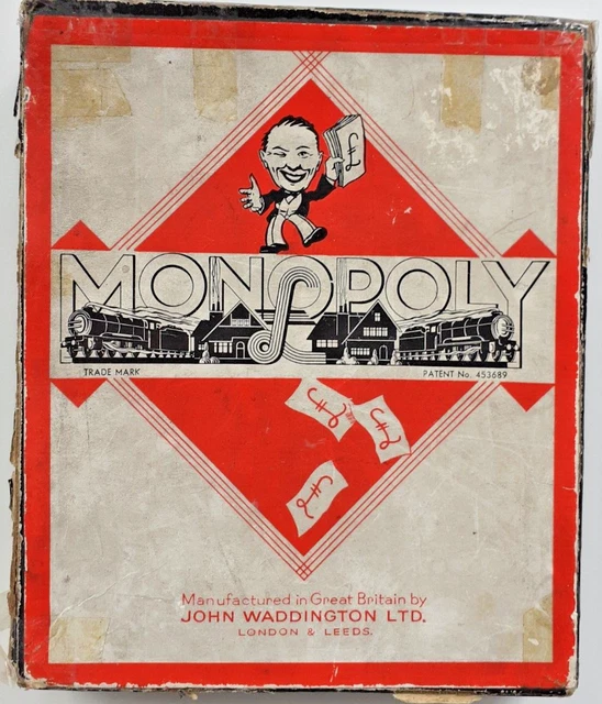 ORIGINAL KOMPLETT JOHN Waddington Vintage 1950er Jahre Monopoly Spiel ...