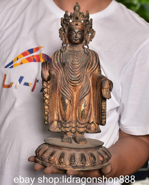 12.8 &VIEILLE STATUE de Bodhisattva kanyin en bronze tibétain plaqué or EUR 358,80 - PicClick FR