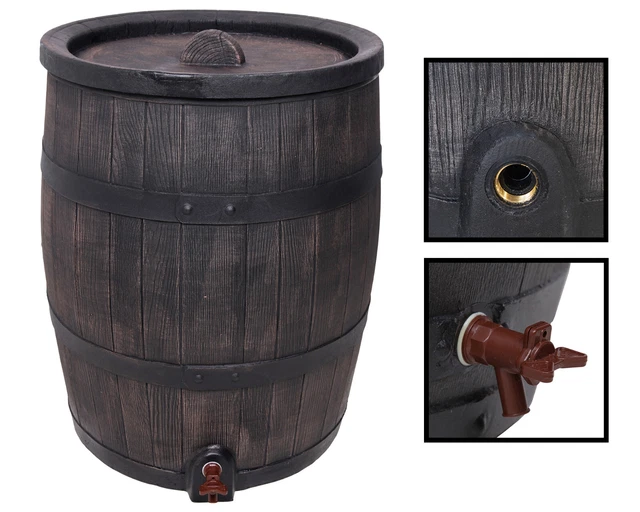 ONDIS24 EICHENFASS MIT Deckel 140 L Holzoptik Regentonne Wasserbehälter ...