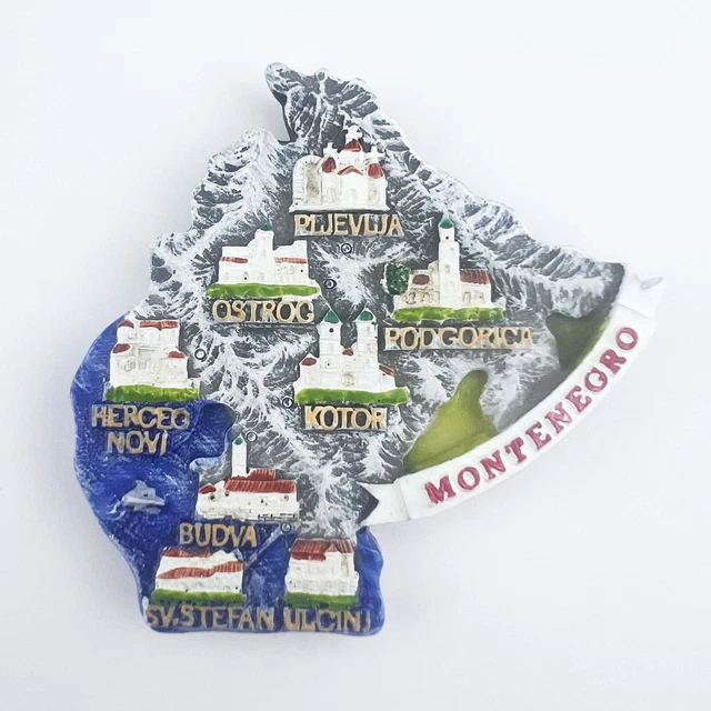 BALKAN PENINSULA MONTENEGRO 3D Relief Map Tourism Commemoration Fridge ...