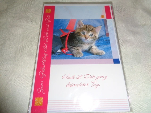 GEBURTSTAGS KARTE ZUM Geburtstag alles Liebe und Gute - Katze mit Text OVP NEU EUR 3,20 ...