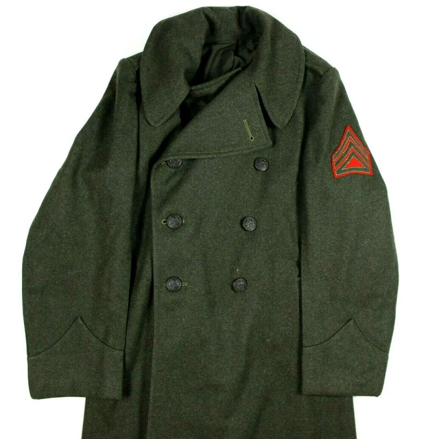 WWII US MARINE Corps Usmc Green Alpha Dress Overcoat Coat Tunic Pacific ...