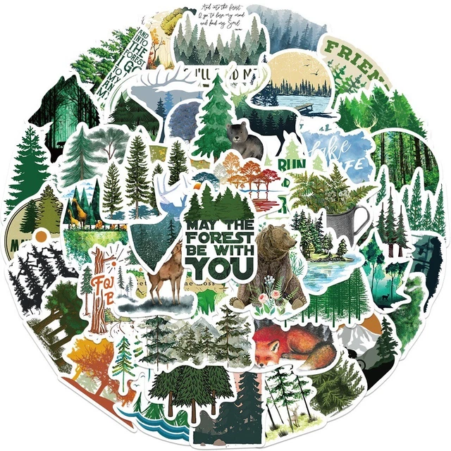 10 RANDOM FOREST Nature Stickers Tree Decals Laptop Yeti Car Hydro Free ...