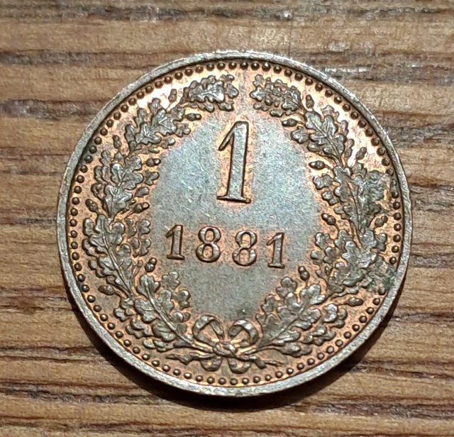 1881 IMPERATORE FRANCESCO Giuseppe I Austria Impero Austriaco Moneta di Rame 1 Incrociatore EUR ...