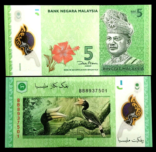 MALAYSIA 5 RINGGIT Polymer 2012 Banknote World Paper Money UNC Currency ...