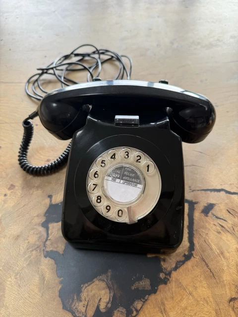 VINTAGE BLACK ROTARY Dial Telephone, BT, Tested & Working, Retro ...