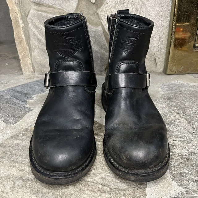 HARLEY DAVIDSON BLACK STOCK NUMBER 98429 LEATHER BOOTS Men’s Size 10 £ ...