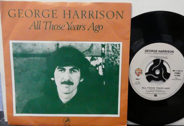 GEORGE HARRISON ALL Those Years Ago 45 BELGIUM Picture Sleeve 7 BEATLES ...
