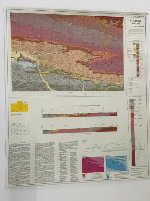 ORDNANCE SURVEY GEOLOGICAL, Solid & Drift, Sheet Map, of Barnstaple ...
