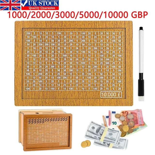 WOODEN MONEY BOX with Counter Money Piggy Bank Cash Coin Saving for ...