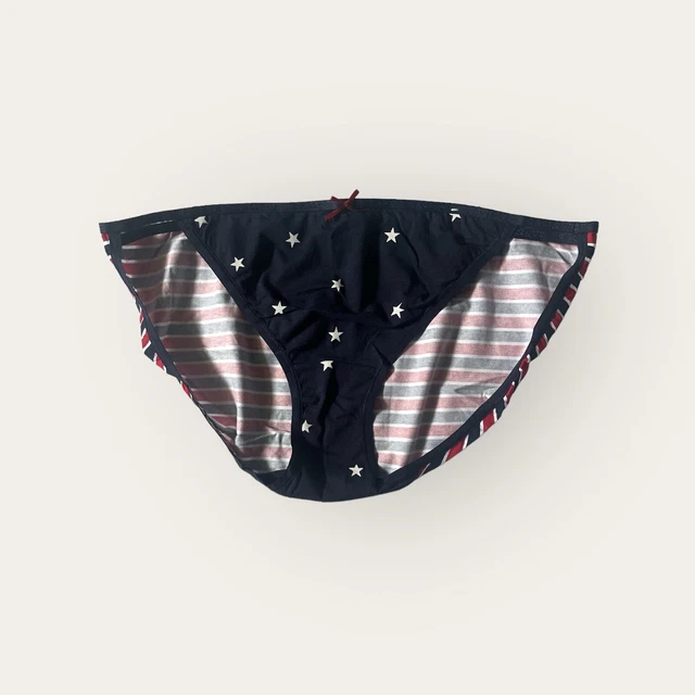CACIQUE COTTON DOUBLE String Bikini Panty Stars Stripes Flag Print 22/ ...
