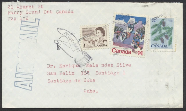 PARRY SOUND ONT Canada Cover to Caribbean Undeliverable Returned $9.50 ...