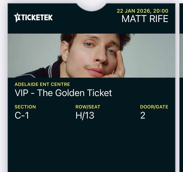 MATT RIFE VIP Tickets $1,300.00 - PicClick AU