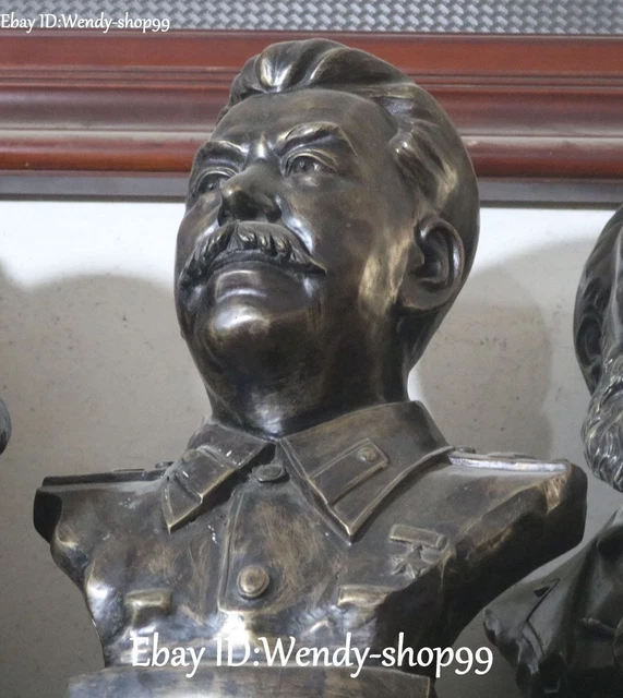 18& OLD UNIQUE Bronze Stalin Soviet Politician Revolutionary Head Bust ...