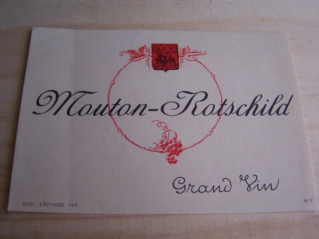 ÉTIQUETTE VIN ANCIENNE chateau Mouton Rothschild Original old antique ...