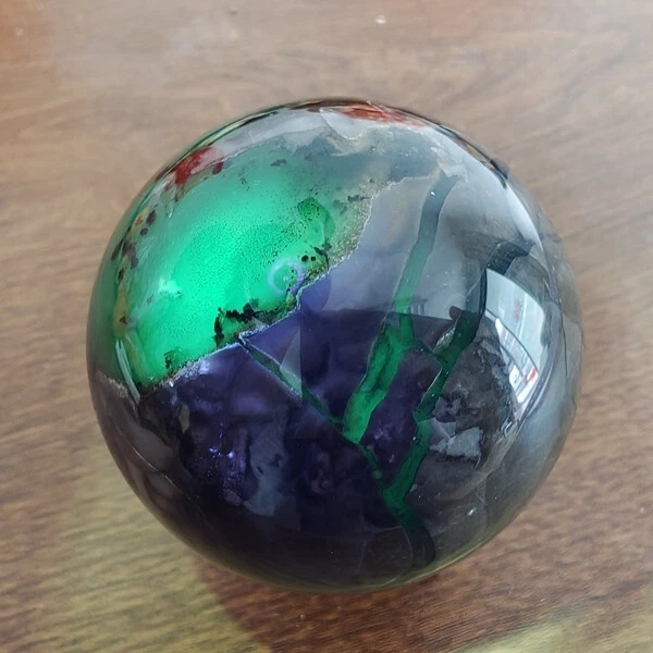 505G RARE NATURAL blue Volcanic Rock agate Sphere Quartz Crystal Ball ...