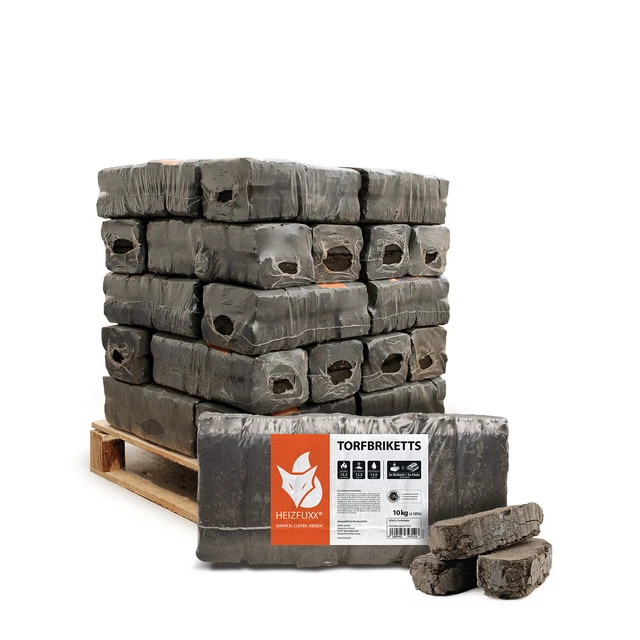 BRICCHETTE DI TORBA carbone di torba lignite mattonella camino forno 10 ...