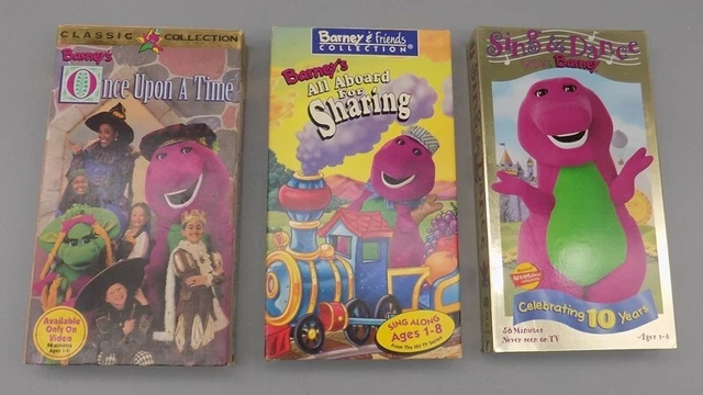 3 BARNEY VHS Lot Sing & Dance All Aboard Sharing Once Upon A Time ...