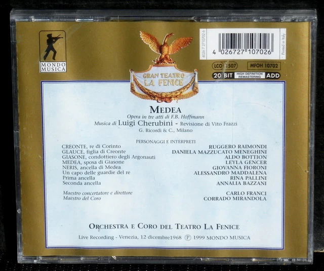 SEALED CD CHERUBINI Medea Leyla Gencer Ruggero Raimondi Carlo Franci ...