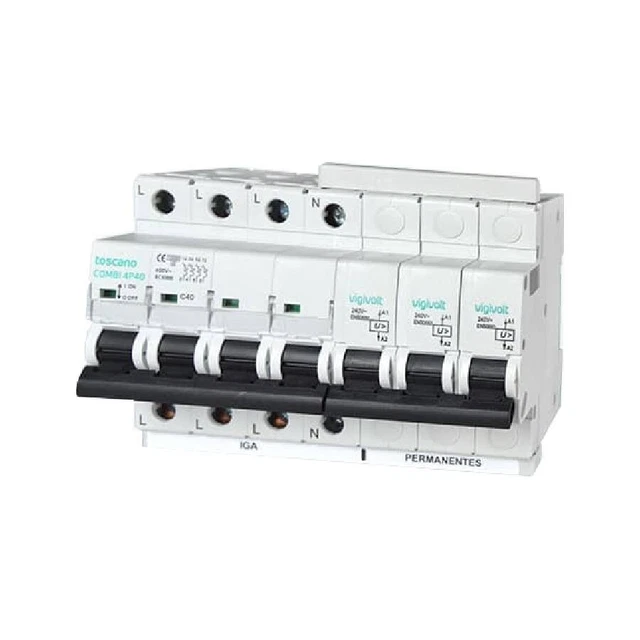 PROTEZIONE PERMANENTE DA sovratensioni trifase + IGA 4x40A 10kA COMBI ...