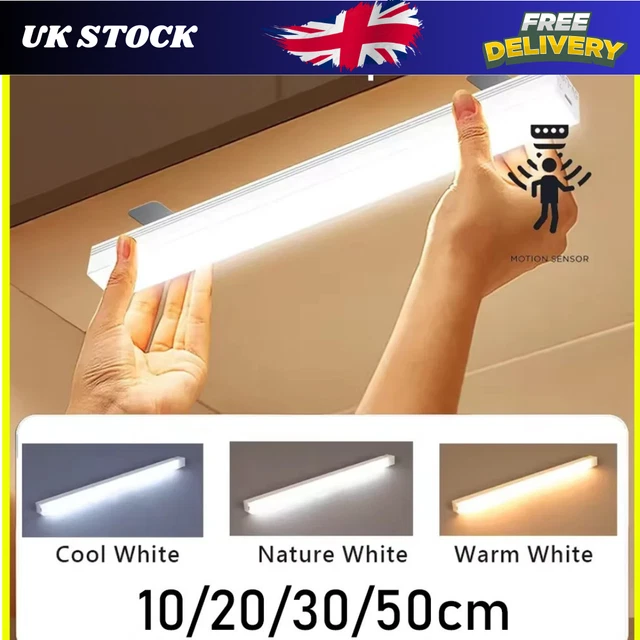 HILED MOTION SENSOR Under Cabinet Closet Light USB Rechargeable Kitchen ...