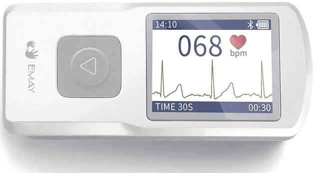 EMAY BLUETOOTH PORTABLE ECG/EKG Monitor, Wireless Personal Heart Rate ...