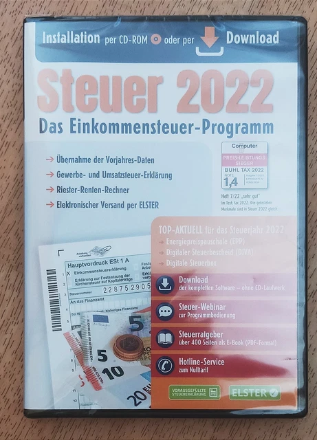 ALDI STEUER STEUERERKLÄRUNG 2022 CD-ROM Einkommensteuer Software Steuerprogramm EUR 5,50 ...