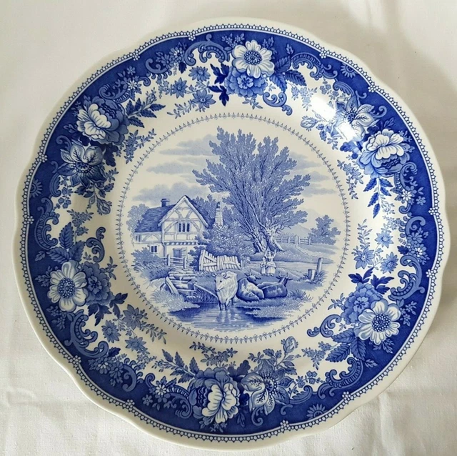 SPODE BLUE & White Ceramic Williamsburg Country Scenes Plate - Calling ...