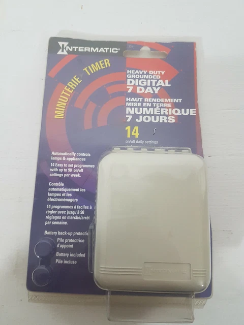 HEAVY DUTY GROUNDED Digital 7 Day Timer with 14 on/off Daily Settings ...