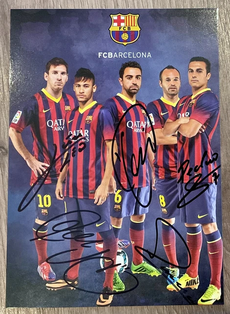 AUTOGRAPHES ORIGINALES SUR Carte de Messi, Neymar,Xavier,Iniesta et ...