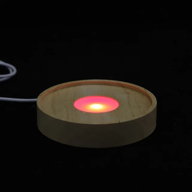 LED GLOWING LIGHT Base Wooden Luminous Pedestal Creative Crystal Ball ...