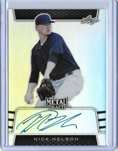 2019 LEAF METAL Draft NICK NELSON argent prismatique auto RC 35/50 ...