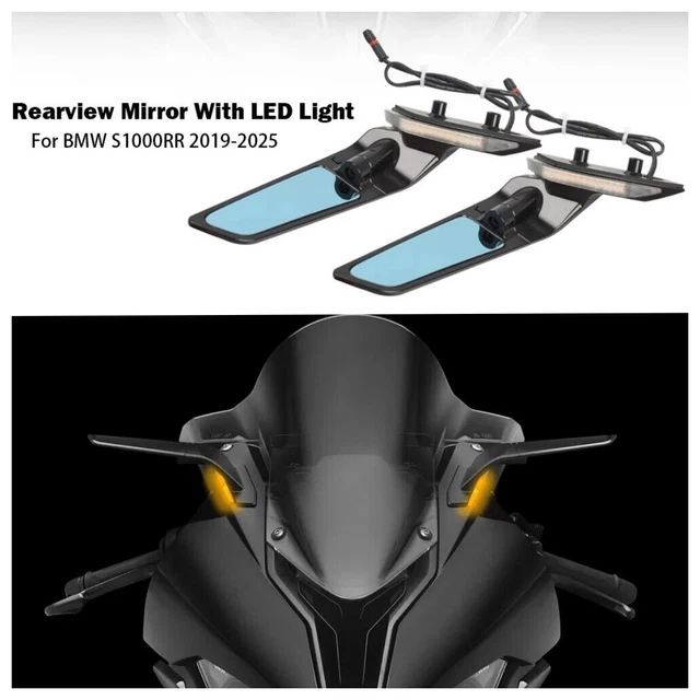 FOR BMW S1000 RR 2019-2025 Wind Wing Rotating Rearview Mirror With LED ...