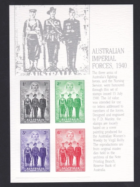 MISC39) AUSTRALIA 1990, Australian Imperial Forces 1940, Replica Card ...