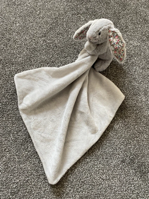 JELLYCAT COMFORTER BLANKET Silver Grey Bunny Rabbit Floral Flower Pink ...