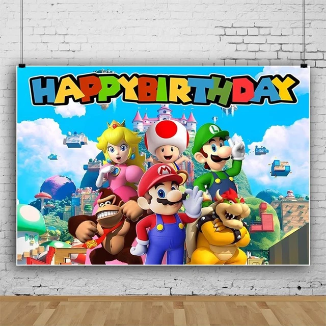 SUPER MARIO BABY Shower Happy Birthday Backdrop Party Photo Background ...