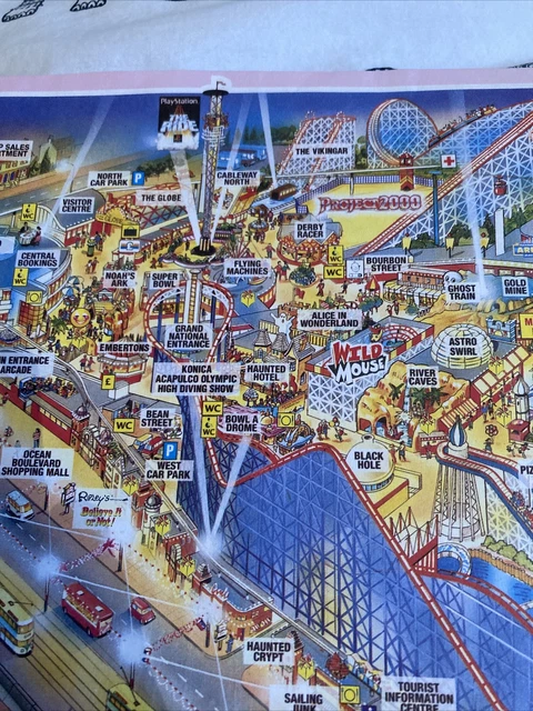 1998 BLACKPOOL PLEASURE Beach Park Map A3 Size Valhalla !! EUR 23,20 ...
