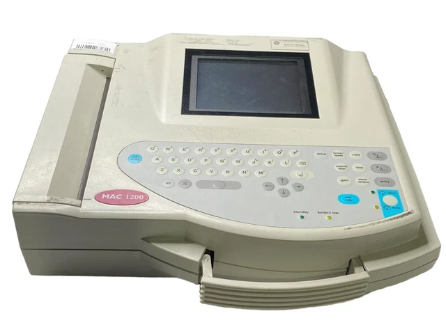 GE MAC 1600 Ecg Ekg Electro Cardiograph Monitor Printer 12 Channel Lead ...